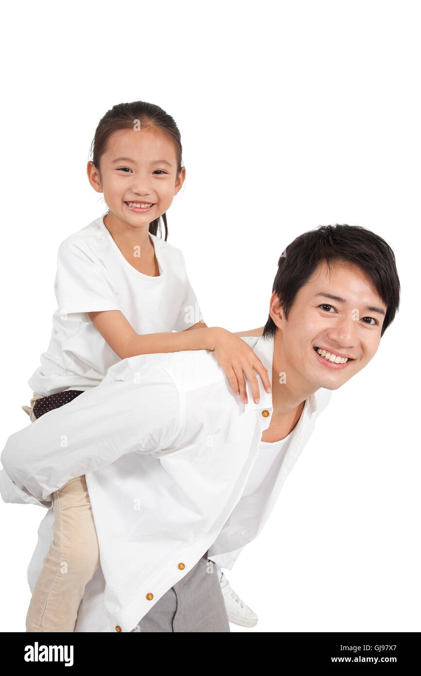 Studio shot Young father back casual little girl Stock Photo - Alamy