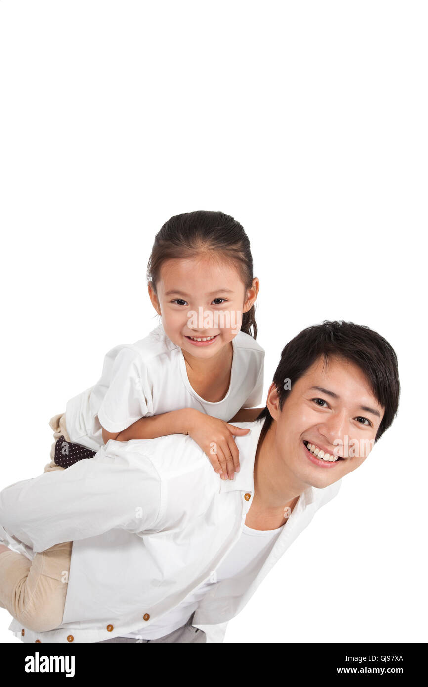 Studio shot Young father back casual little girl Stock Photo - Alamy