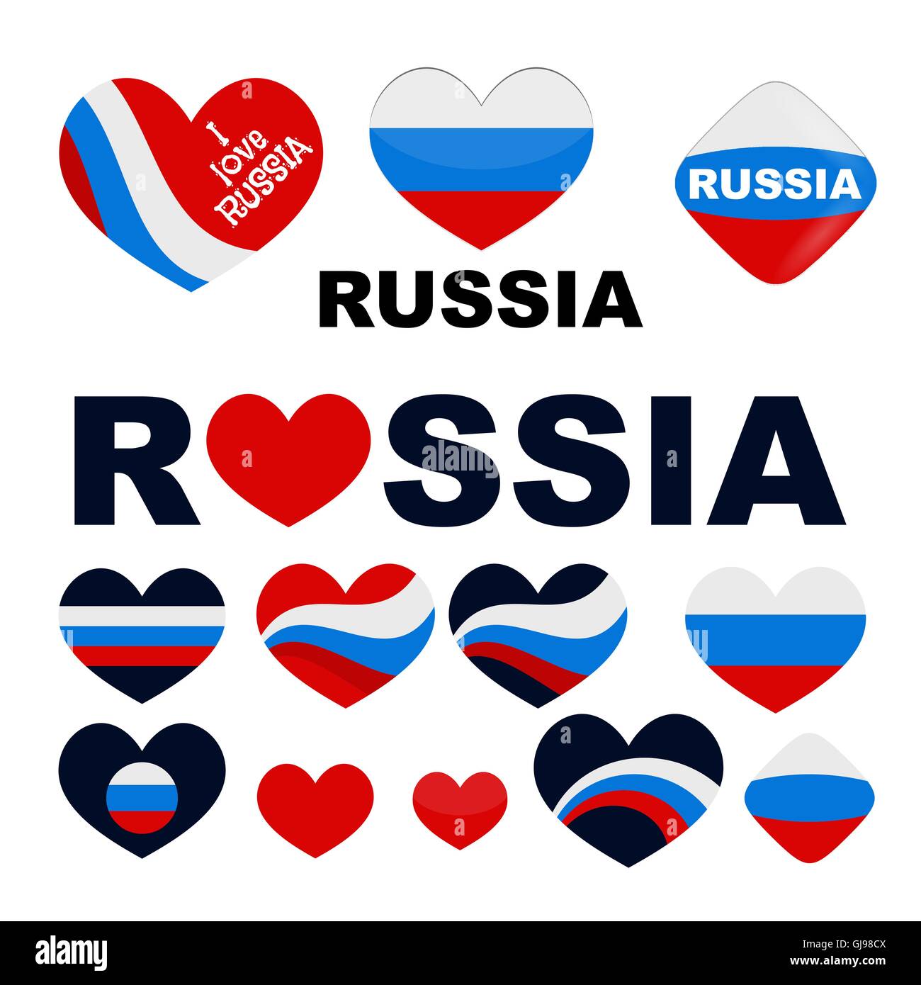 vector heart love russia, Love sight template. Russian flag collection ...