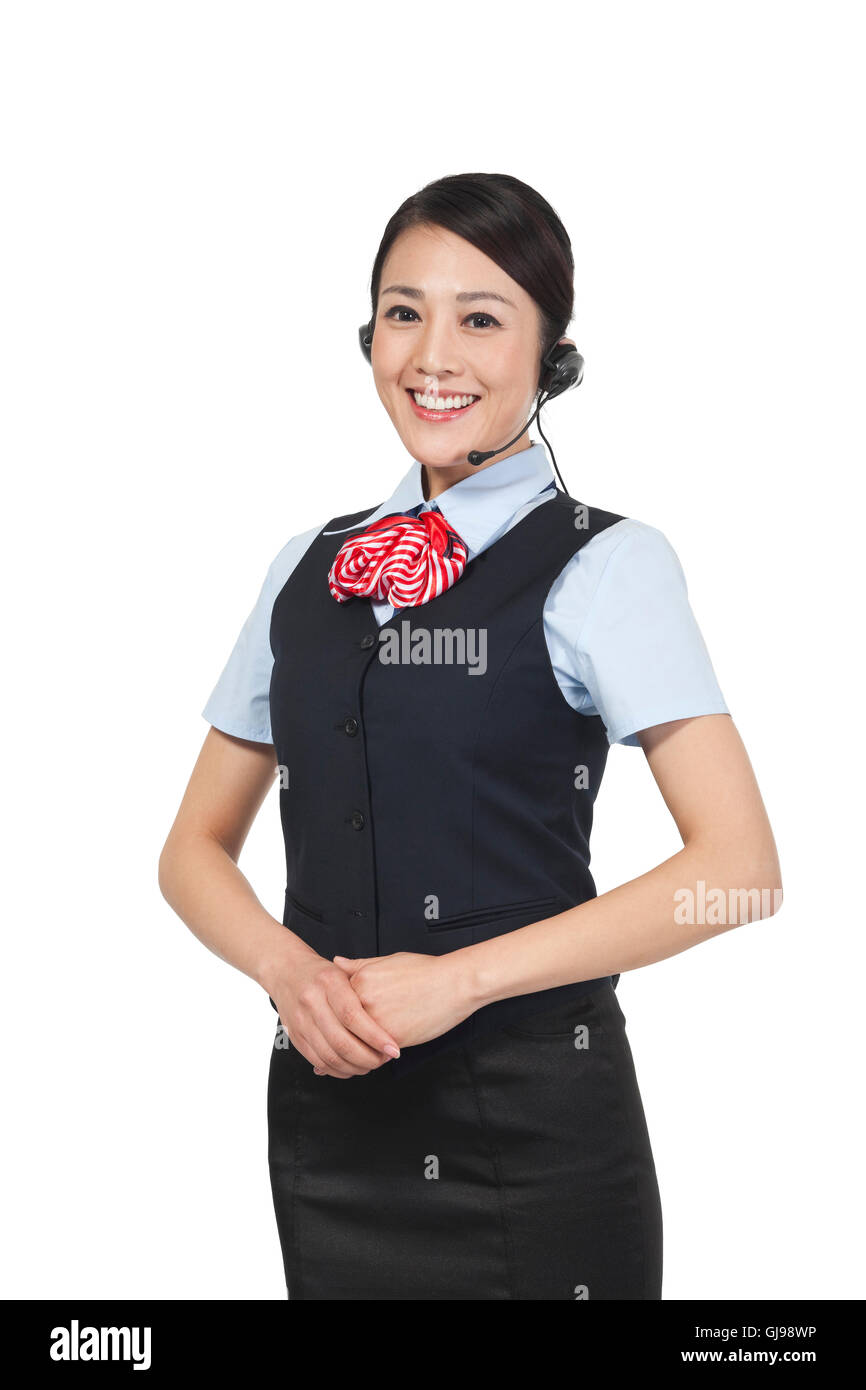 Studio shot young female attendant at work Stock Photo - Alamy