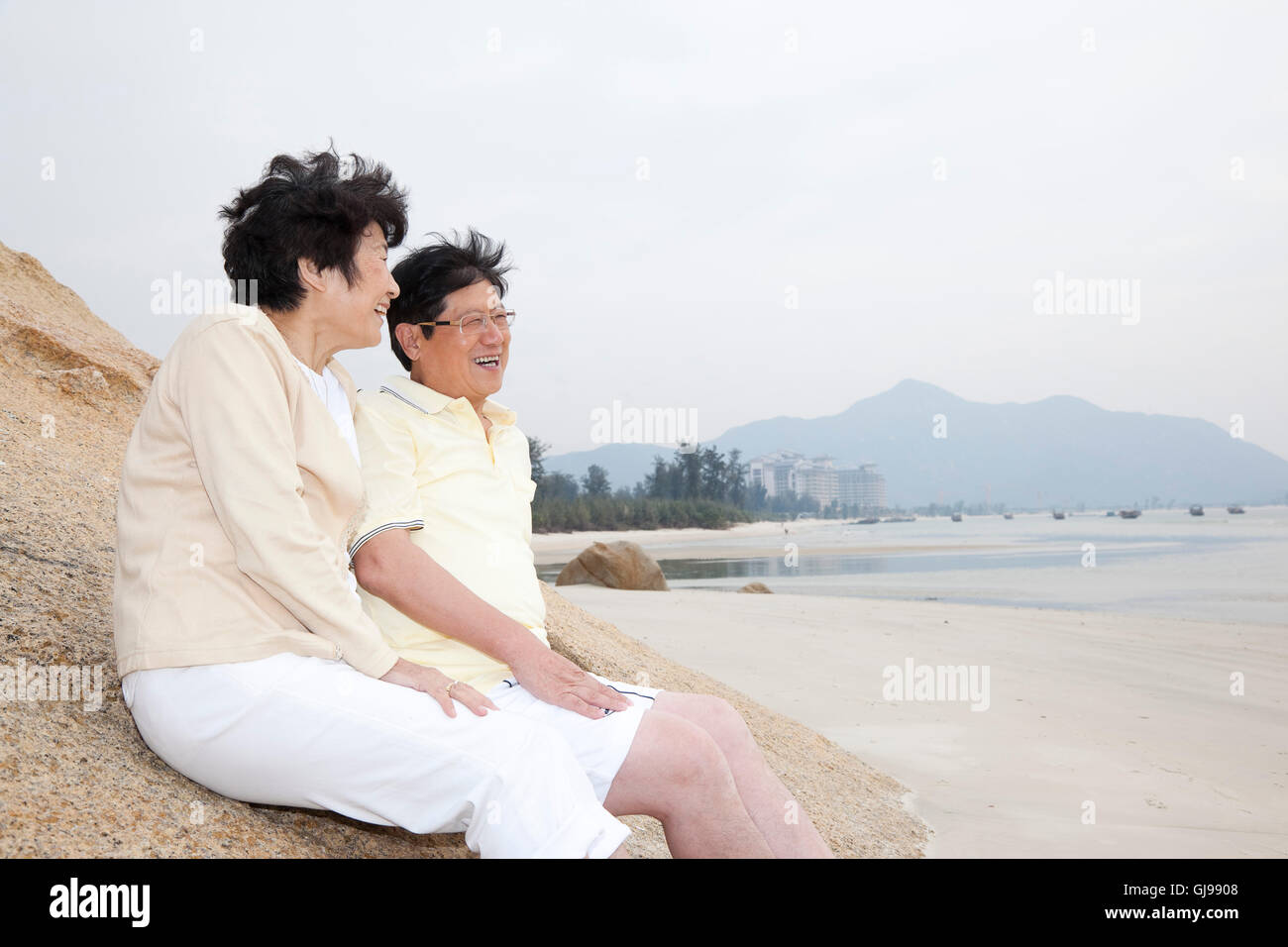 Elderly couple in the seaside resort Stock Photo - Alamy