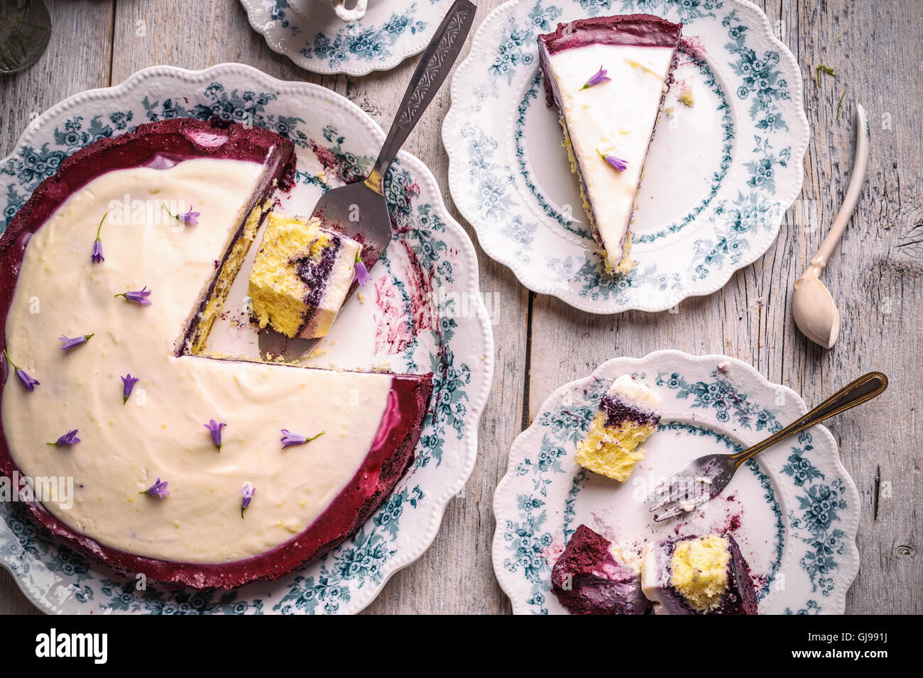 Delicious homemade sponge cake with whipped cream and mascarpone Stock ...