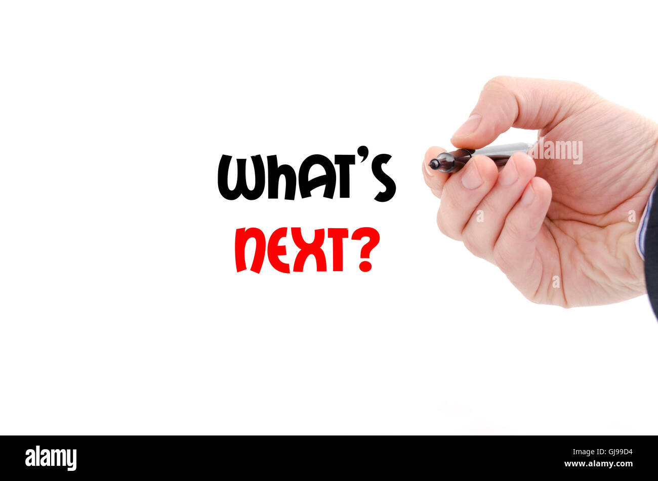 What's next text concept isolated over white background Stock Photo - Alamy