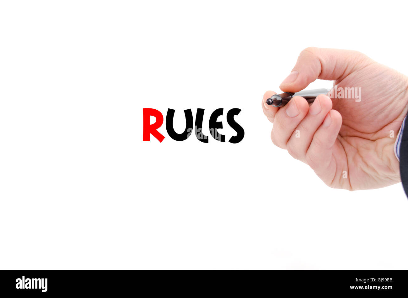 Rules text concept isolated over white background Stock Photo - Alamy