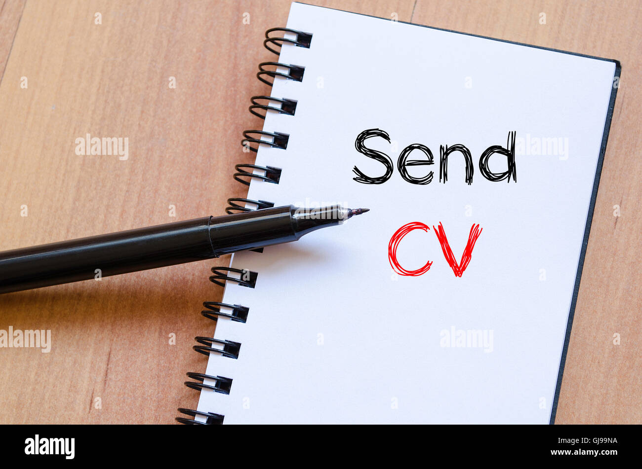 Send cv text concept write on notebook Stock Photo - Alamy
