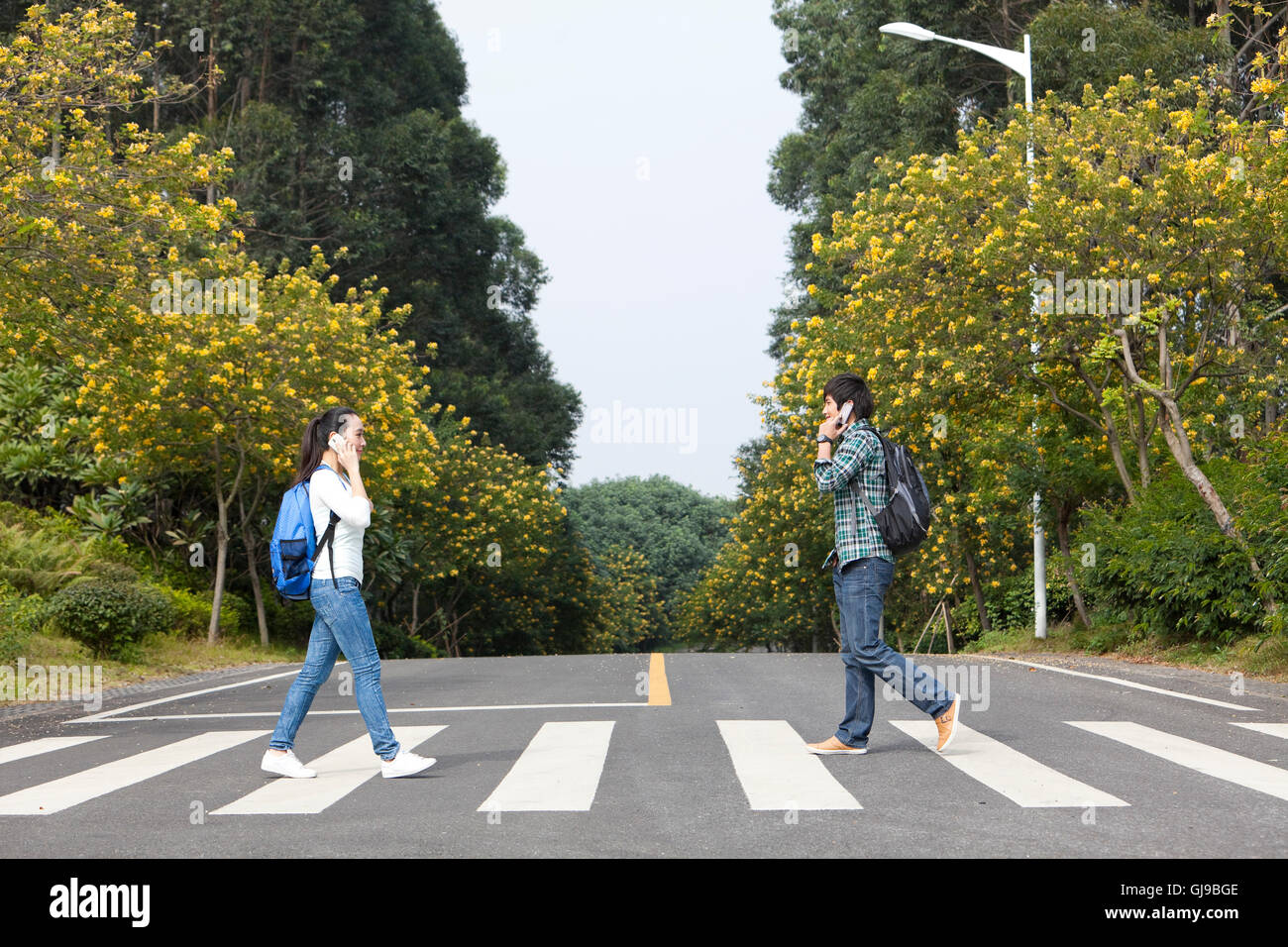 Young college students across the street Stock Photo - Alamy