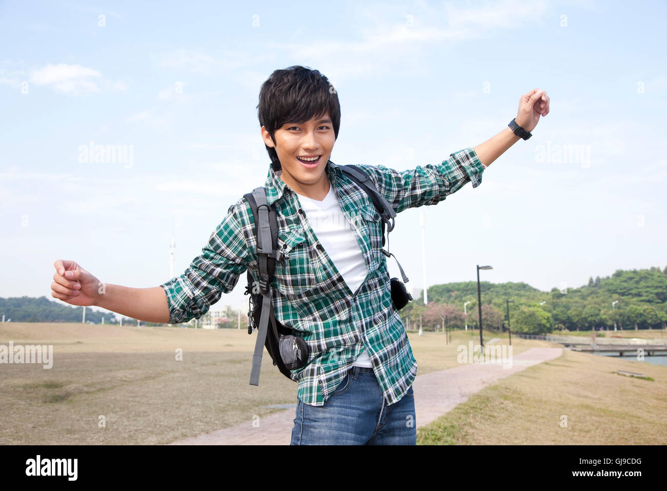 Young college students in a park outing Stock Photo - Alamy