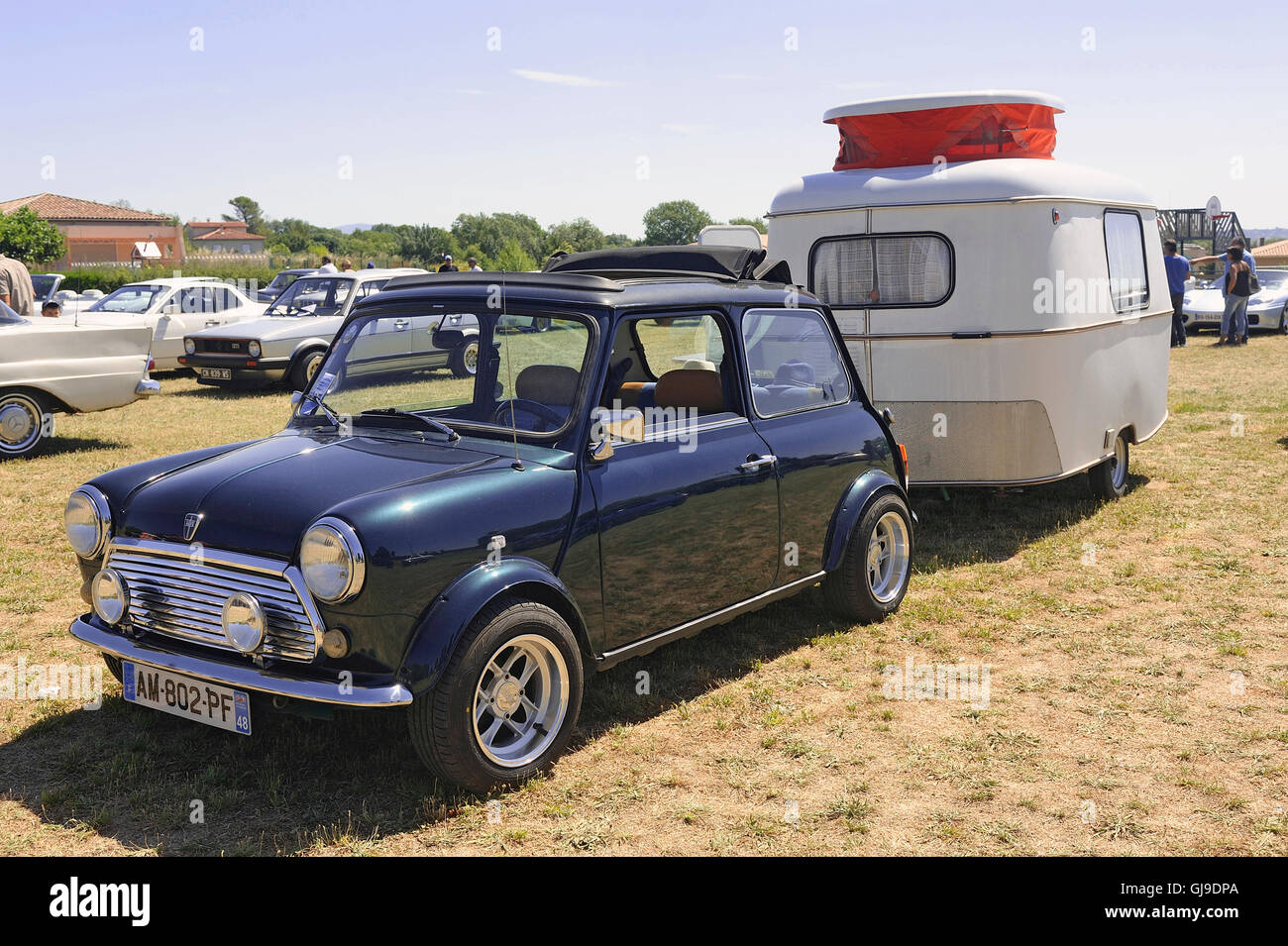 Austin mini small towing a caravan with its measurement and ...