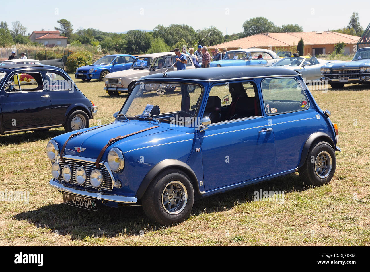 An Austin mini display in a vintage car rally Stock Photo - Alamy