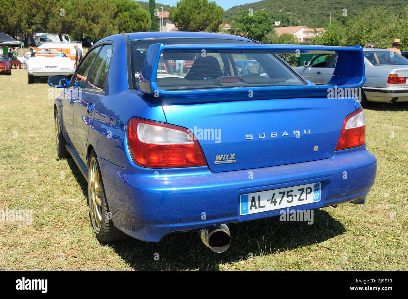 Subaru WRX blue rear exposed to a car rally Stock Photo - Alamy