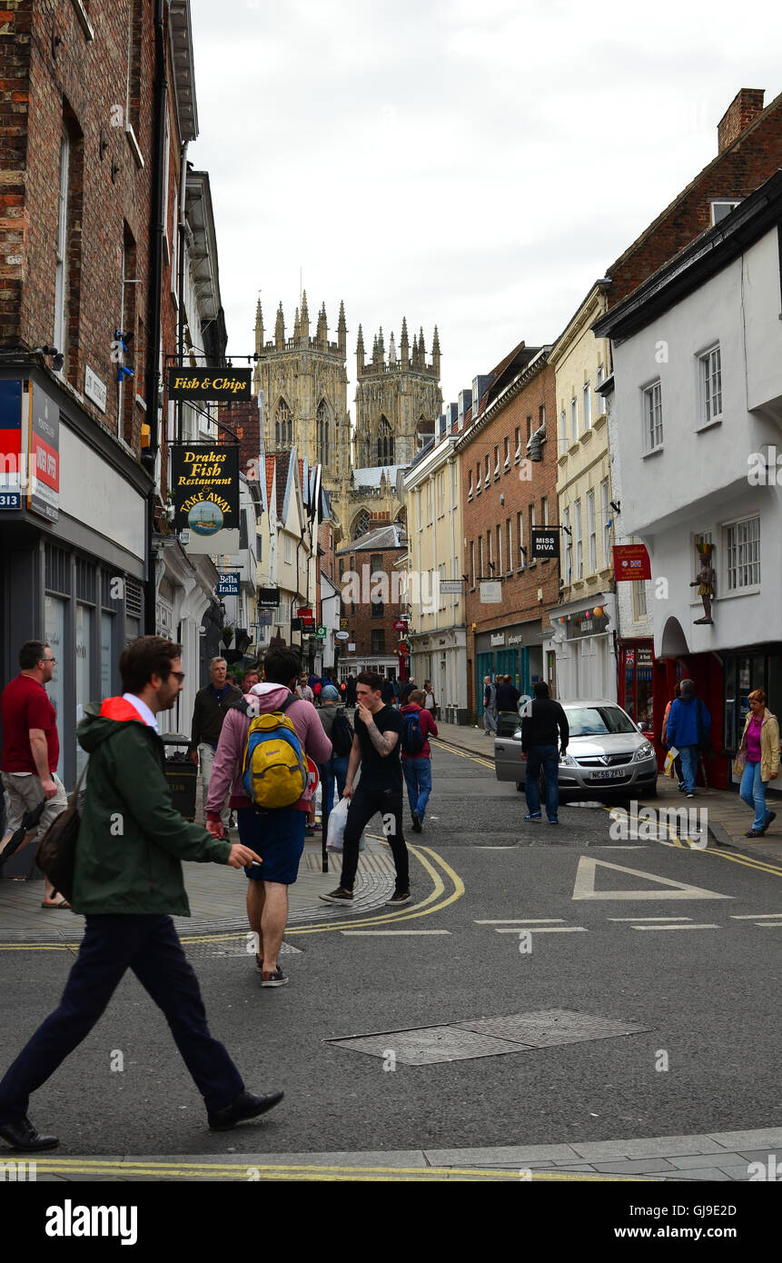 The Shambles, York, UK - Ancient medieval cobbled street and shops in ...