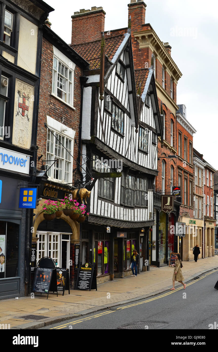The Shambles, York, UK - Ancient medieval cobbled street and shops in ...