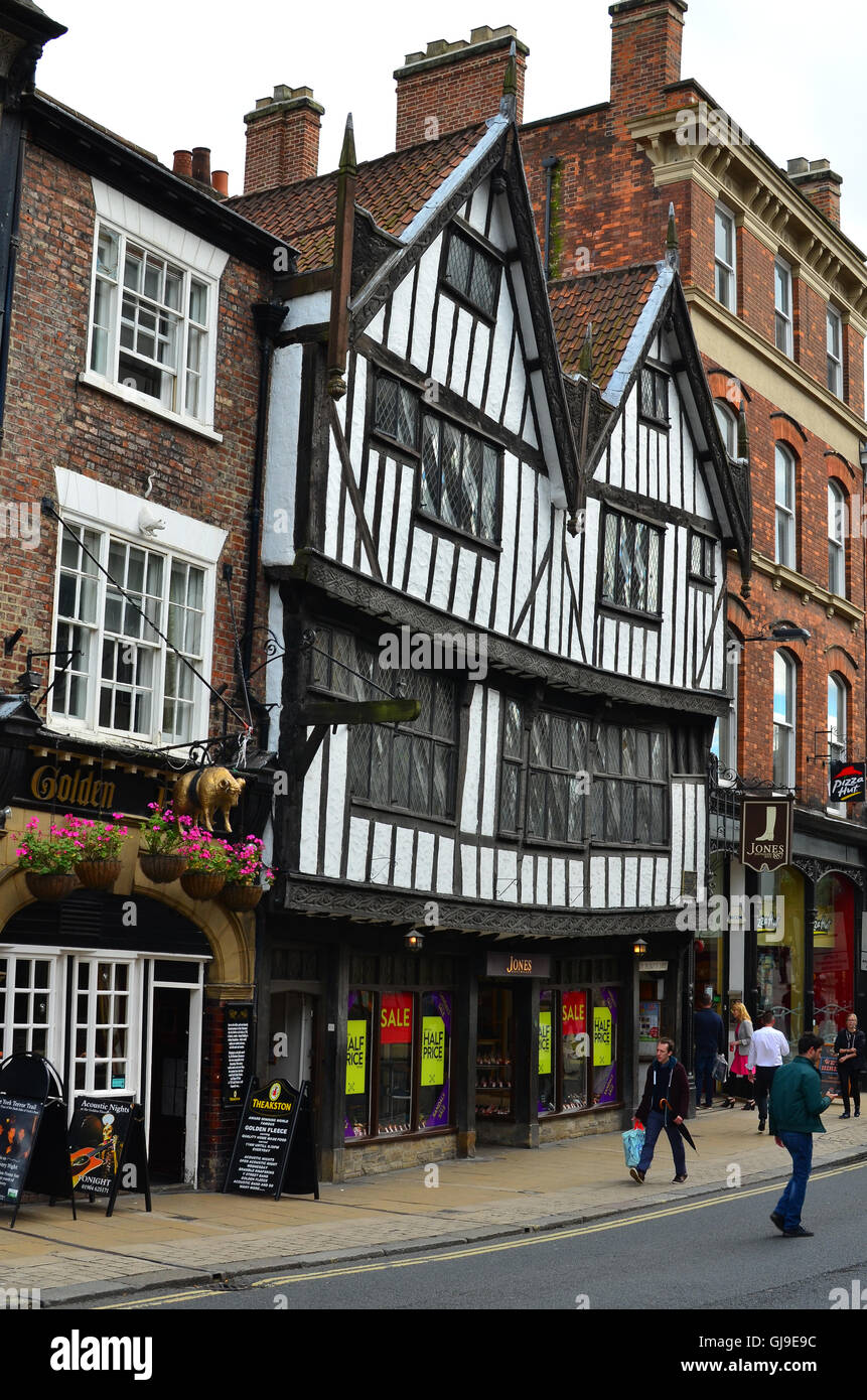 The Shambles, York, UK - Ancient medieval cobbled street and shops in ...