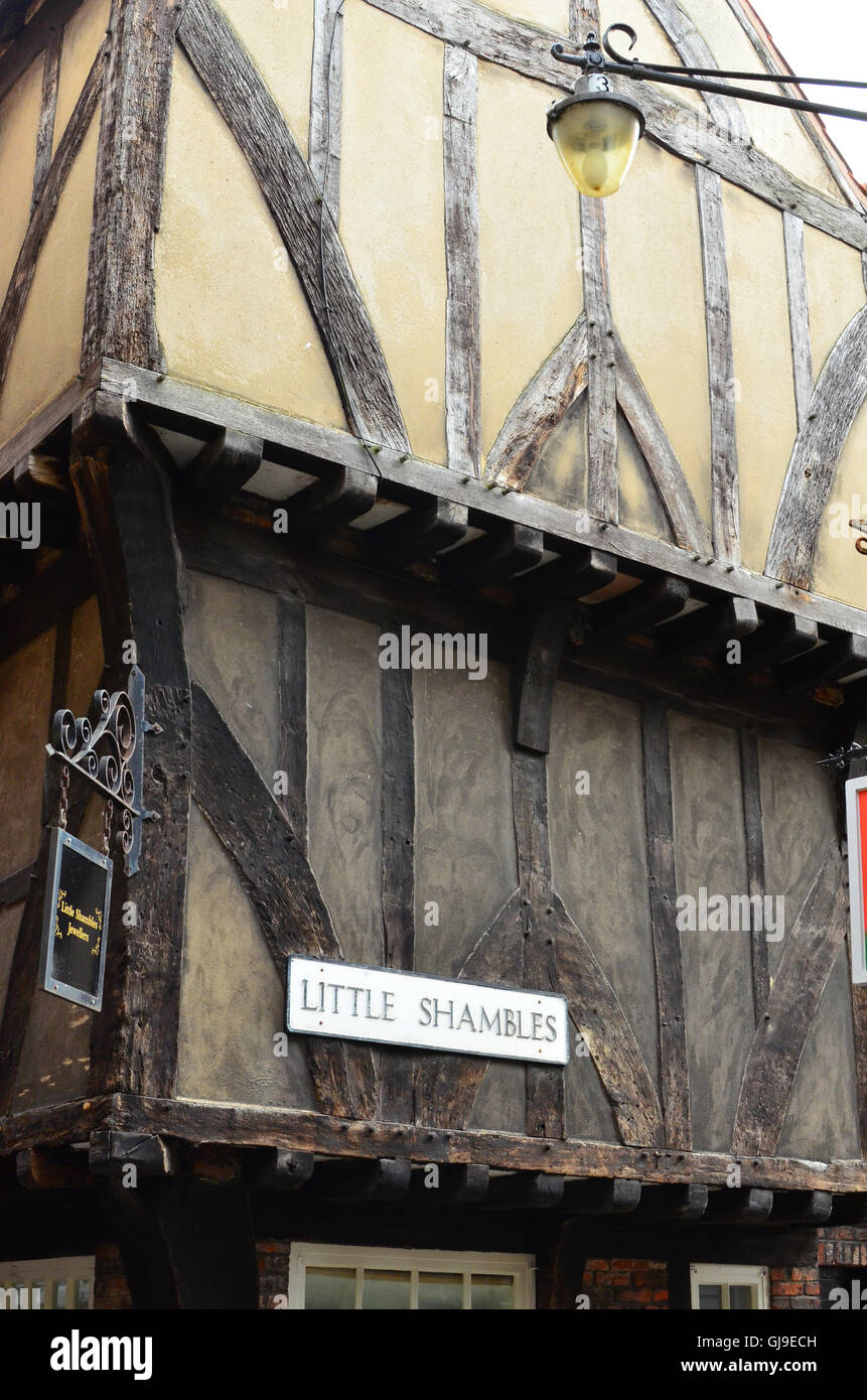 The Shambles, York, UK - Ancient medieval cobbled street and shops in ...