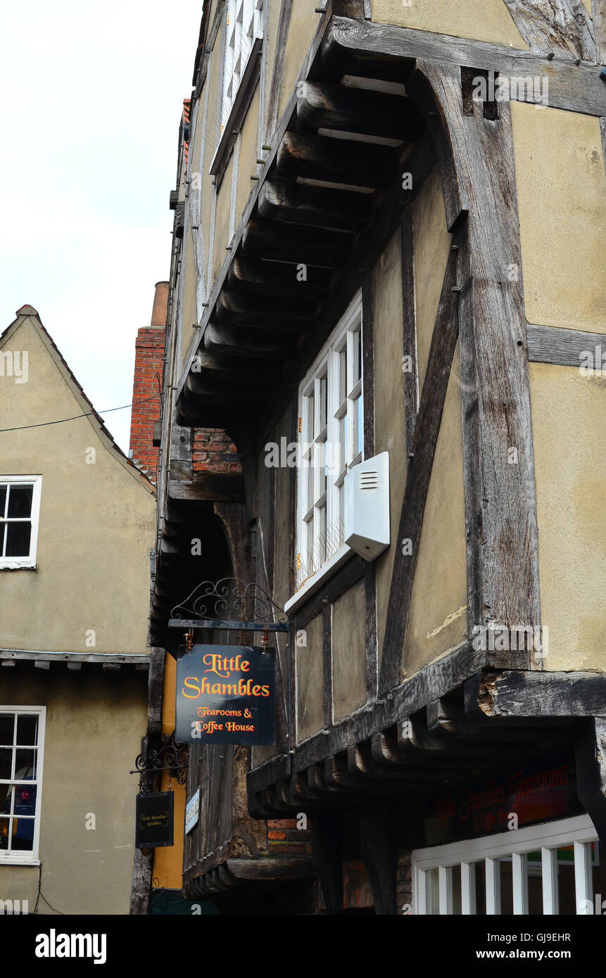 The Shambles, York, UK - Ancient medieval cobbled street and shops in ...