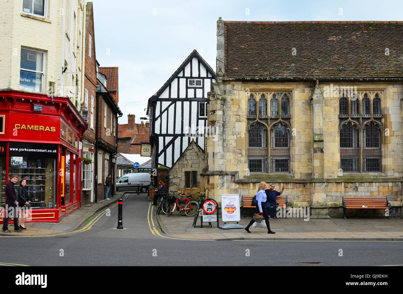 The Shambles, York, UK - Ancient medieval cobbled street and shops in ...