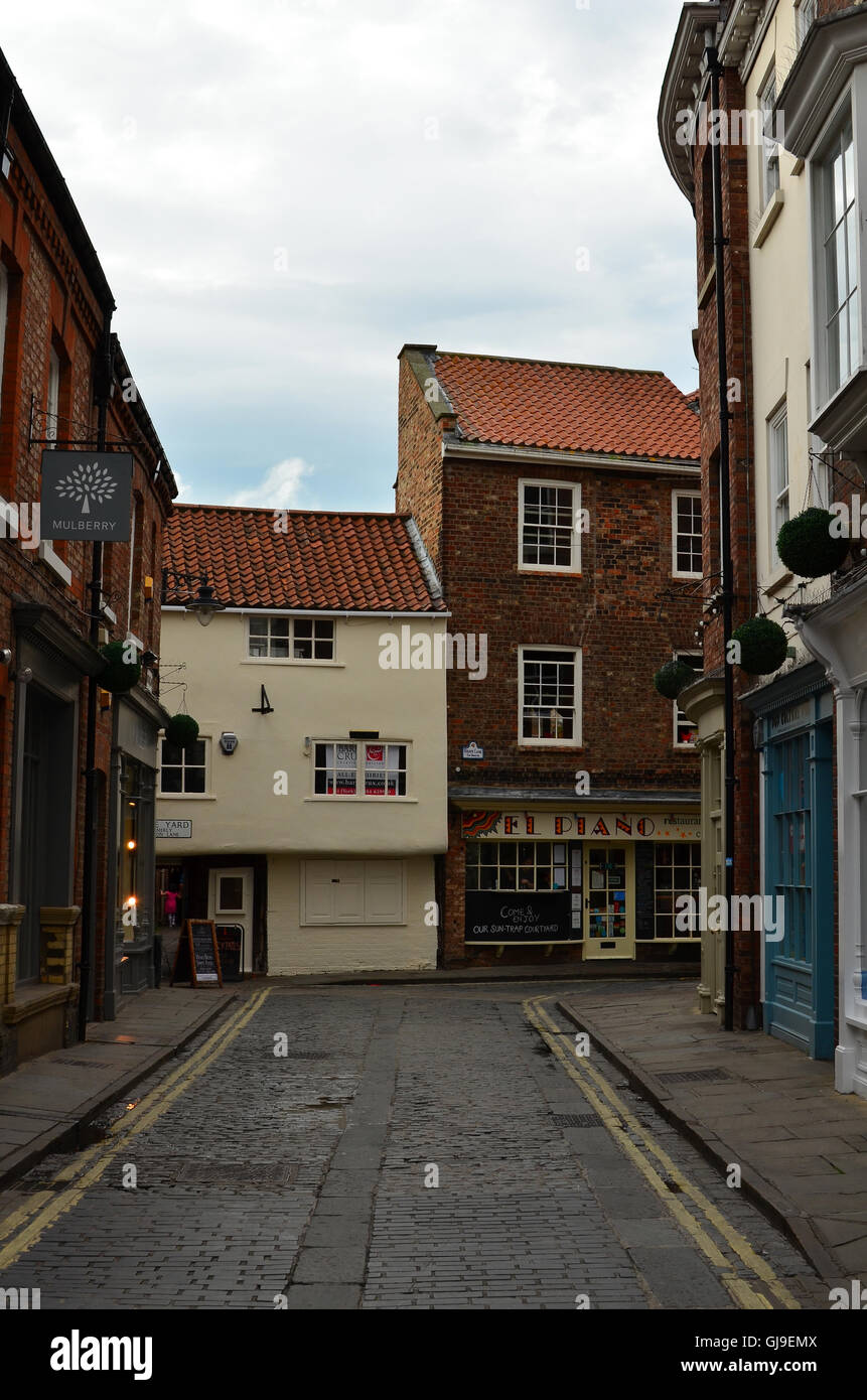 The Shambles, York, UK - Ancient medieval cobbled street and shops in ...