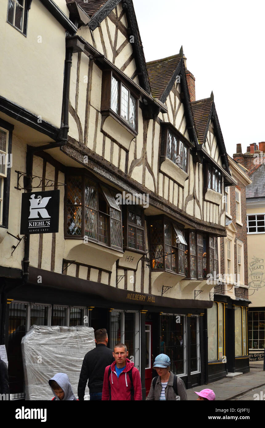The Shambles, York, UK - Ancient medieval cobbled street and shops in ...