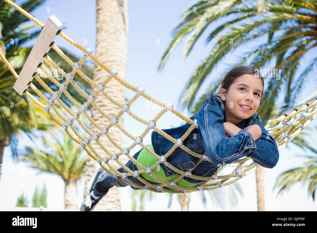 Girl on Hammock Stock Photo - Alamy