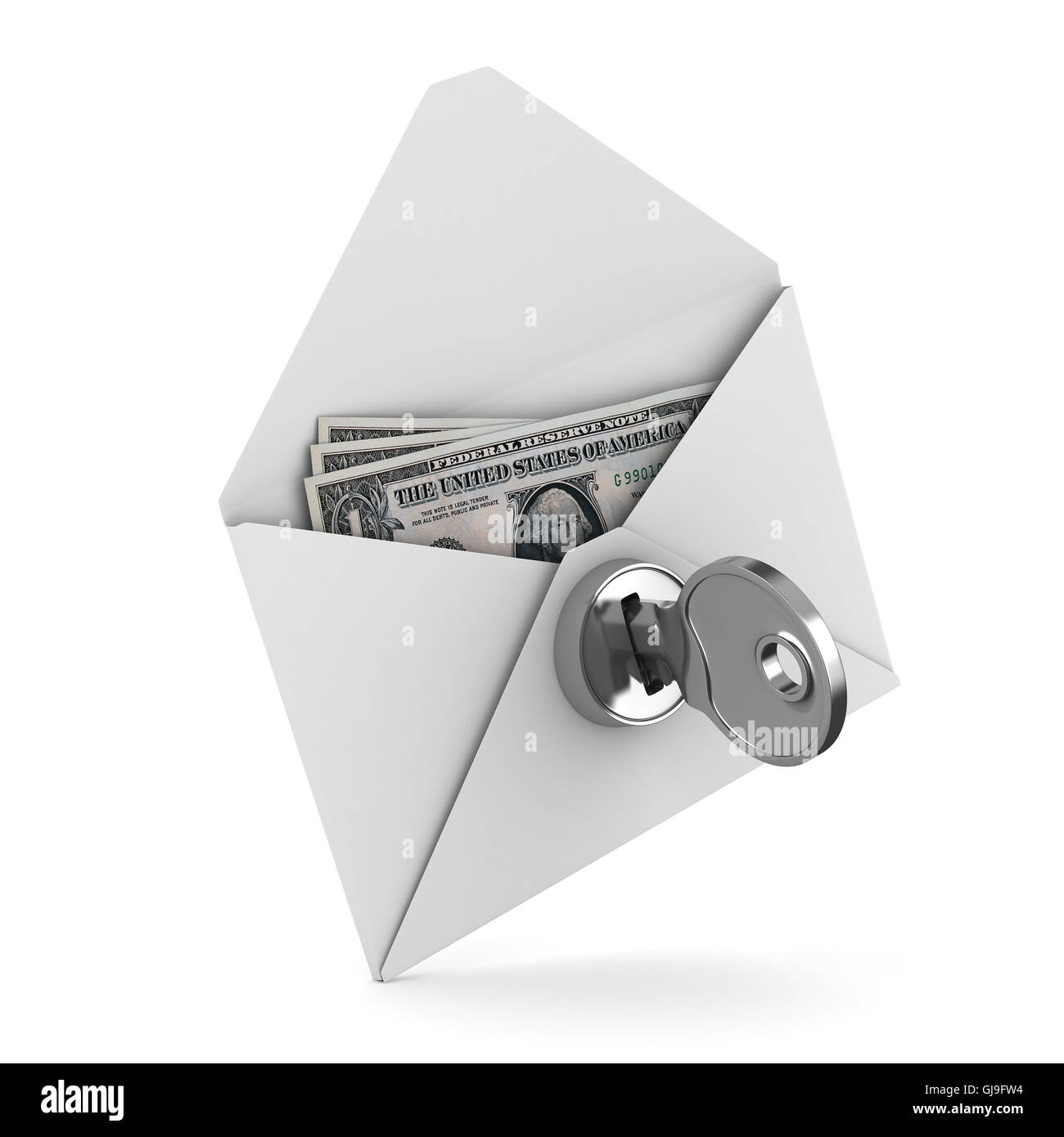 Money in envelope on white background. Isolated 3D image Stock Photo ...