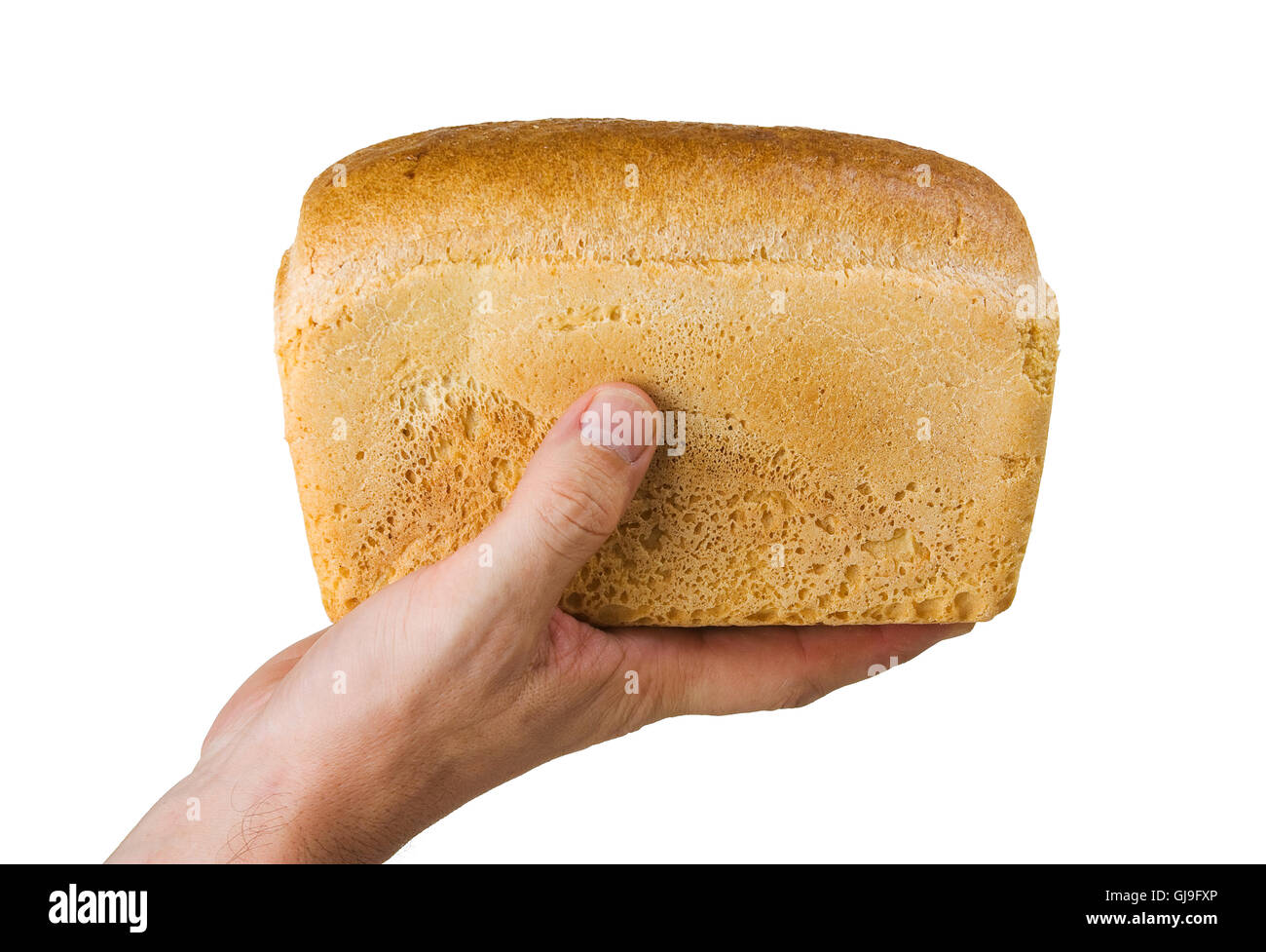 loaf of bread in his hand Stock Photo - Alamy