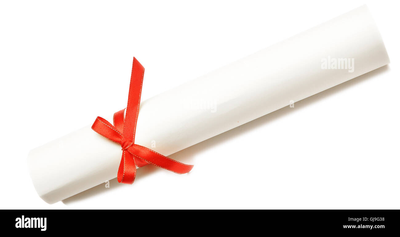 diploma with a red ribbon Stock Photo - Alamy