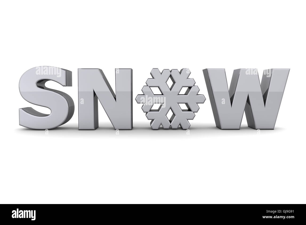 Word Snow With Snowflake - Silver-Grey Stock Photo - Alamy