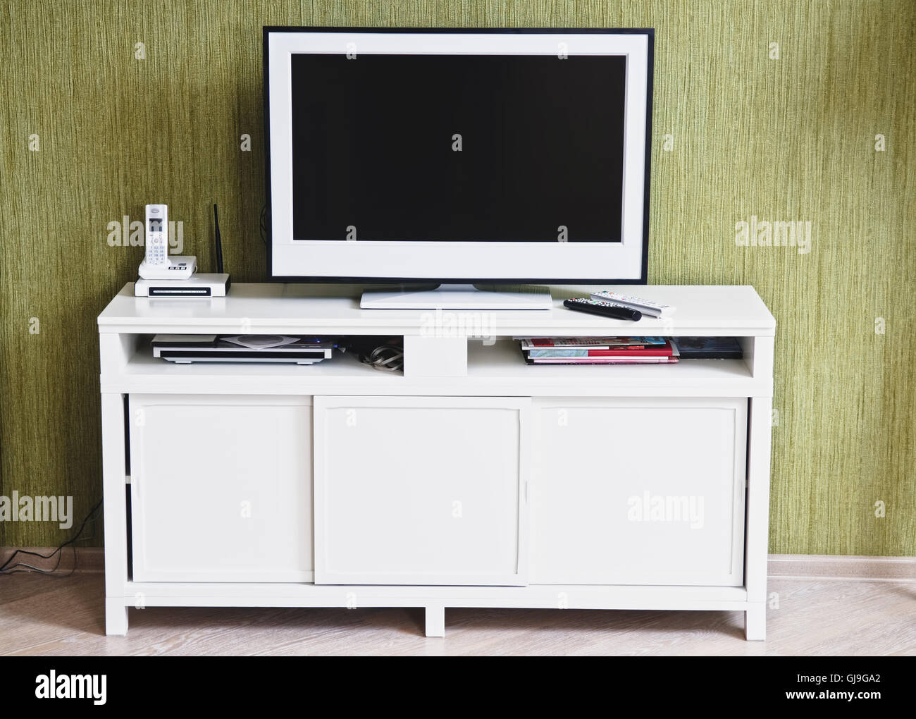 TV-set in home interior Stock Photo - Alamy