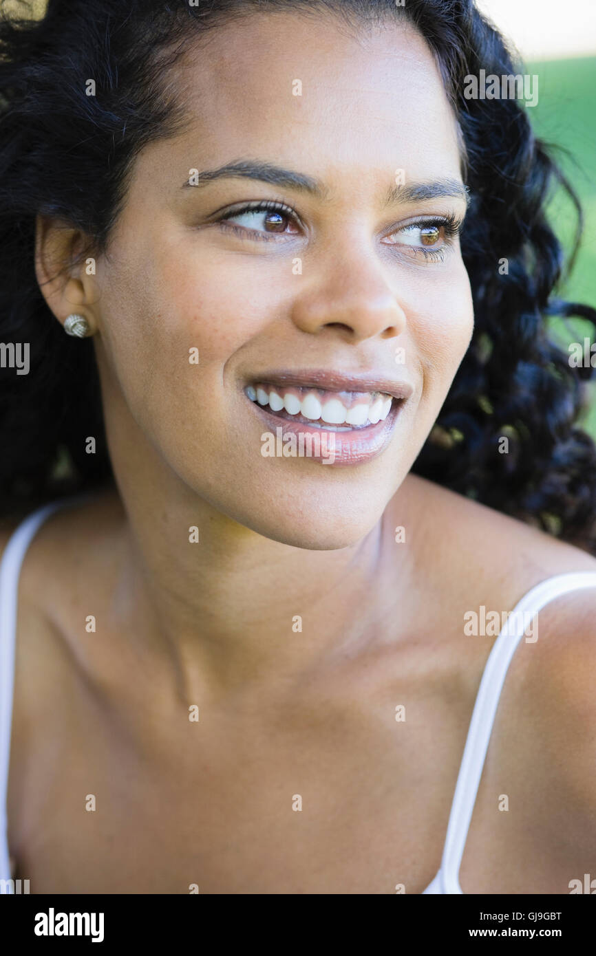 Smiling African American Woman Stock Photo - Alamy