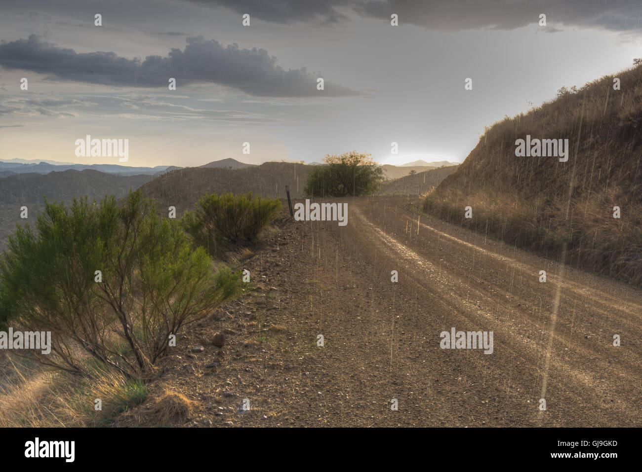 Rain on Ruby Road, Arizona, USA Stock Photo - Alamy