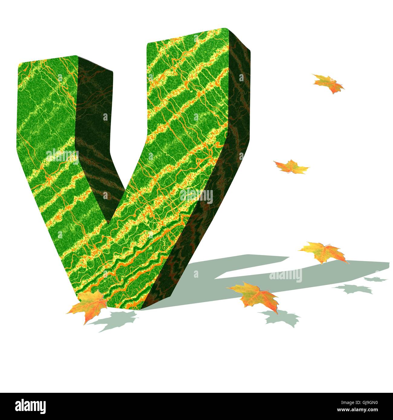 Ecological V letter Stock Photo - Alamy
