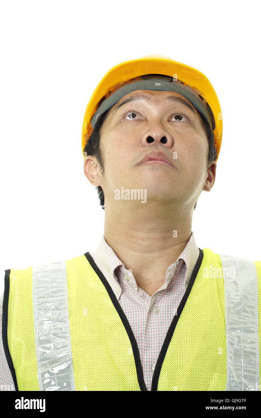 Asian construction contractor looking up Stock Photo - Alamy