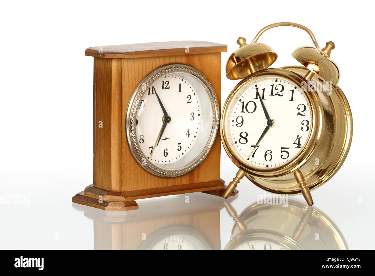 Two Alarm Clocks Stock Photo - Alamy