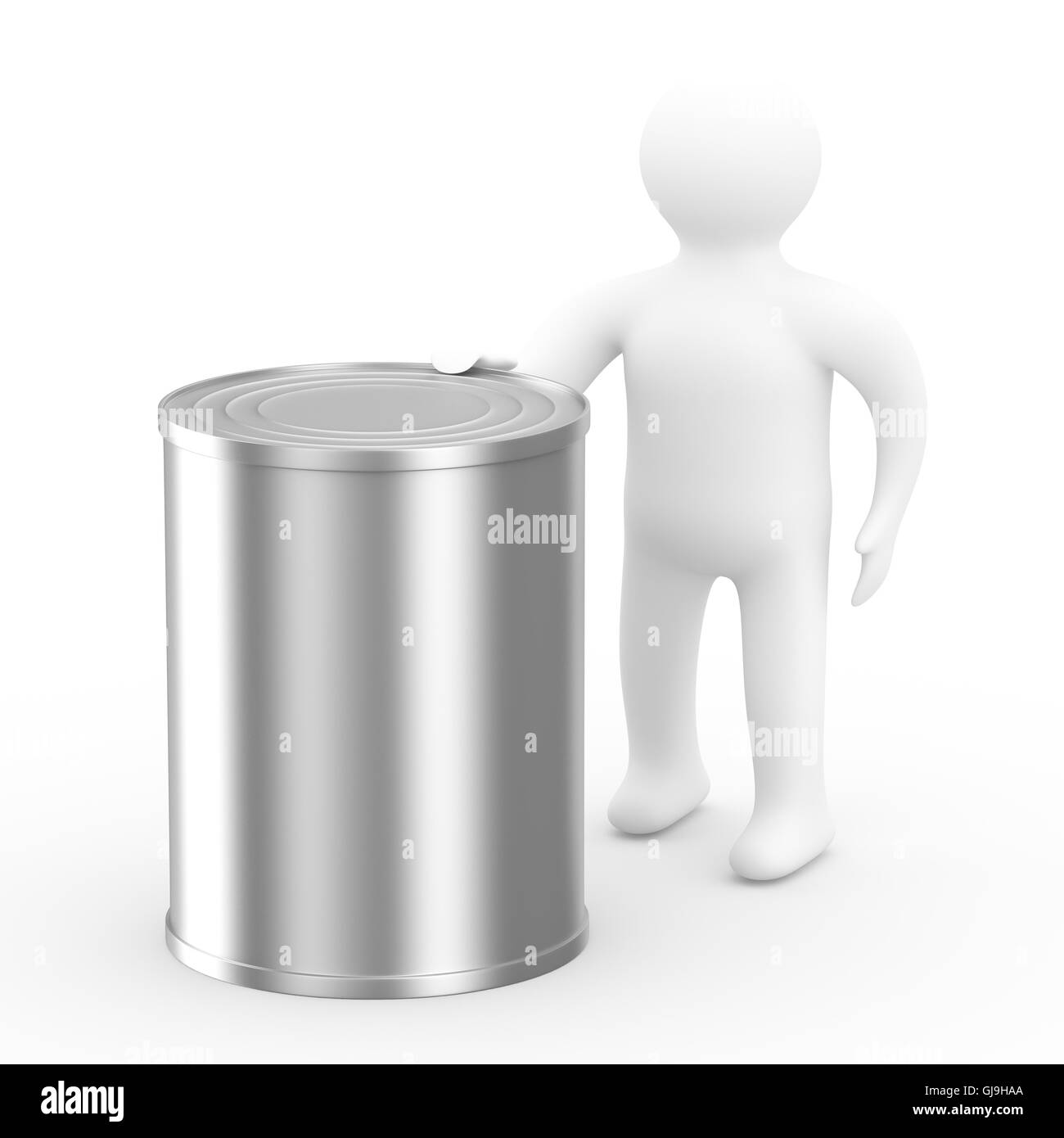 men hold can on white background. Isolated 3D image Stock Photo - Alamy