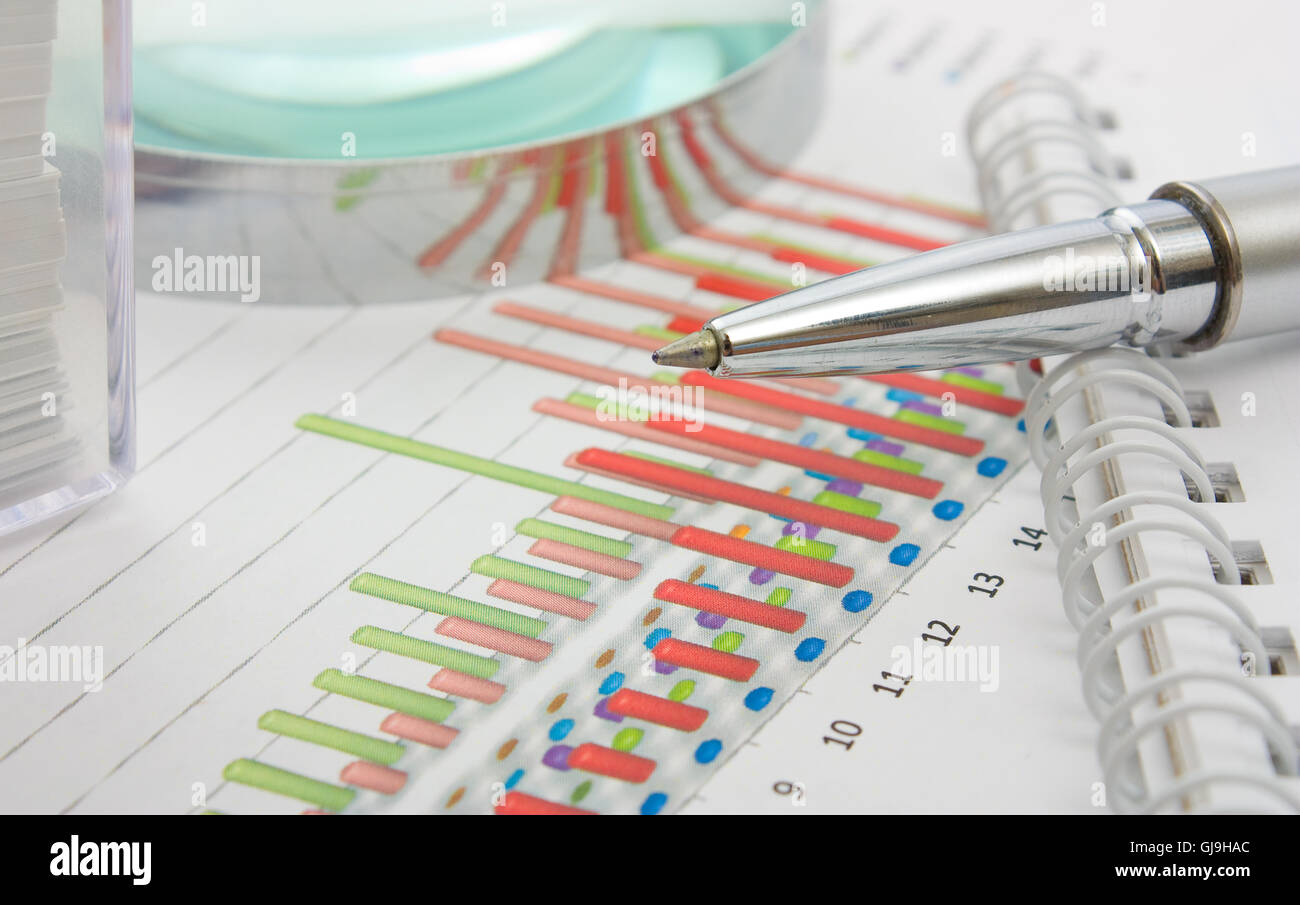 Graphs tables and documents Stock Photo - Alamy