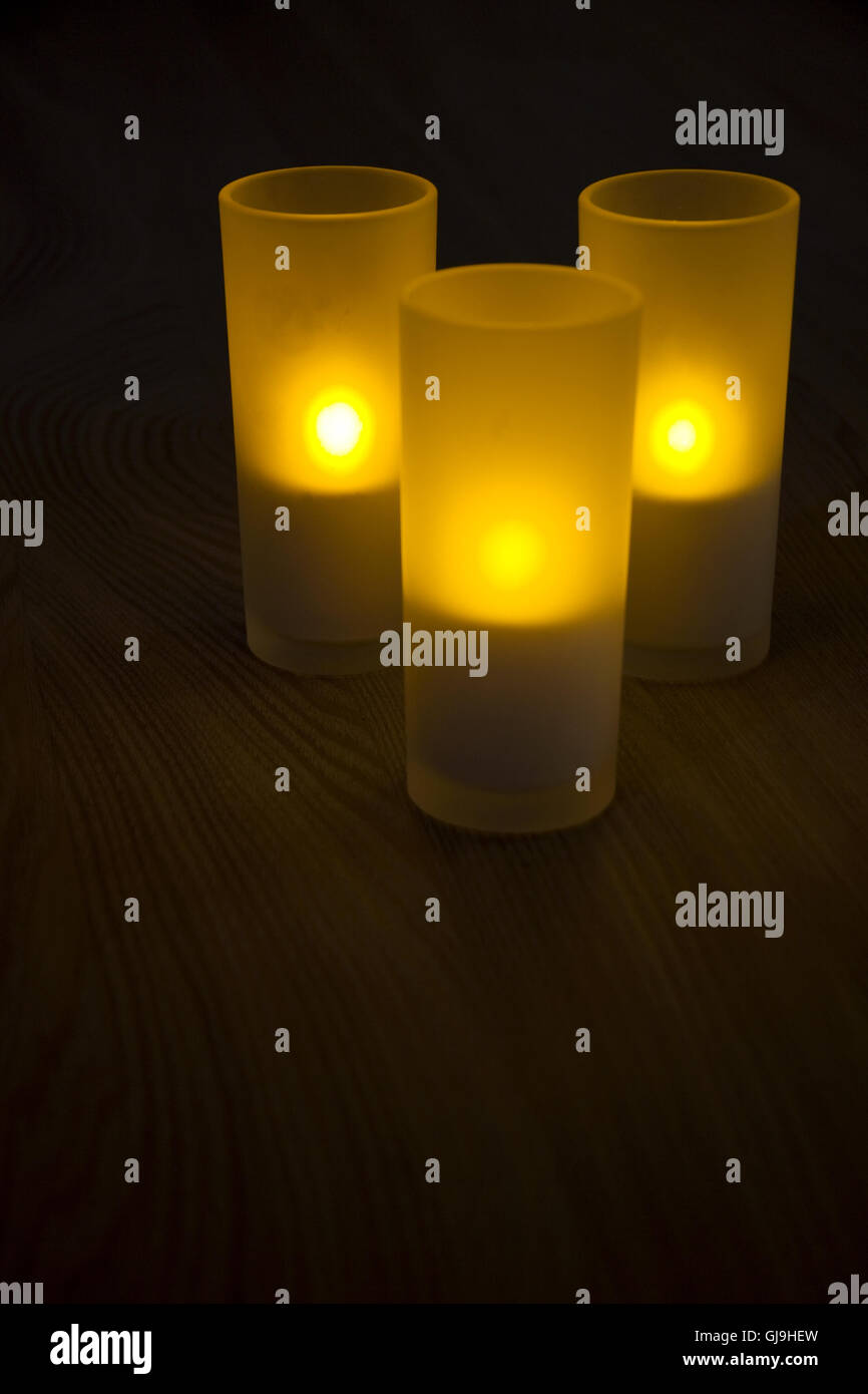 Candles on table Stock Photo - Alamy