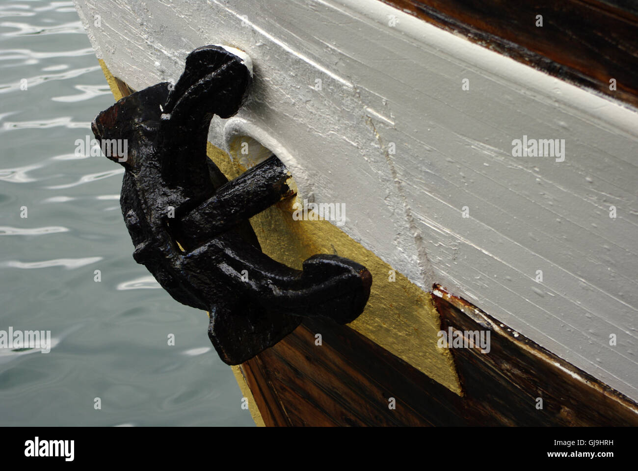 Boat with anchor Stock Photo - Alamy