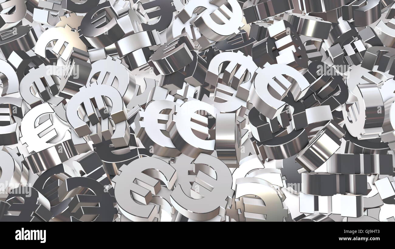 Silver Metallic Euro Currency Symbols Stock Photo - Alamy