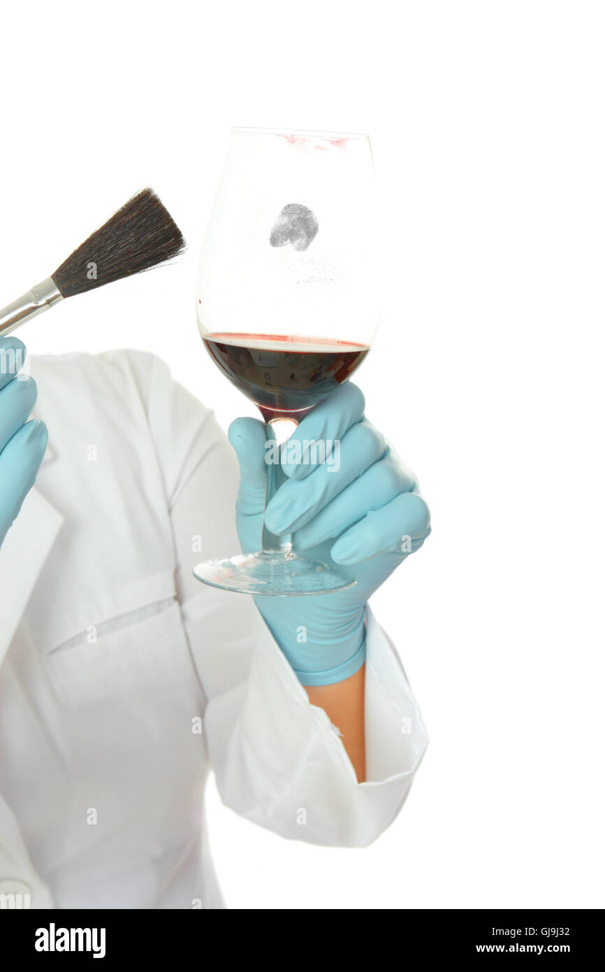 Forensic scientist dusting glass fingerprints Stock Photo - Alamy