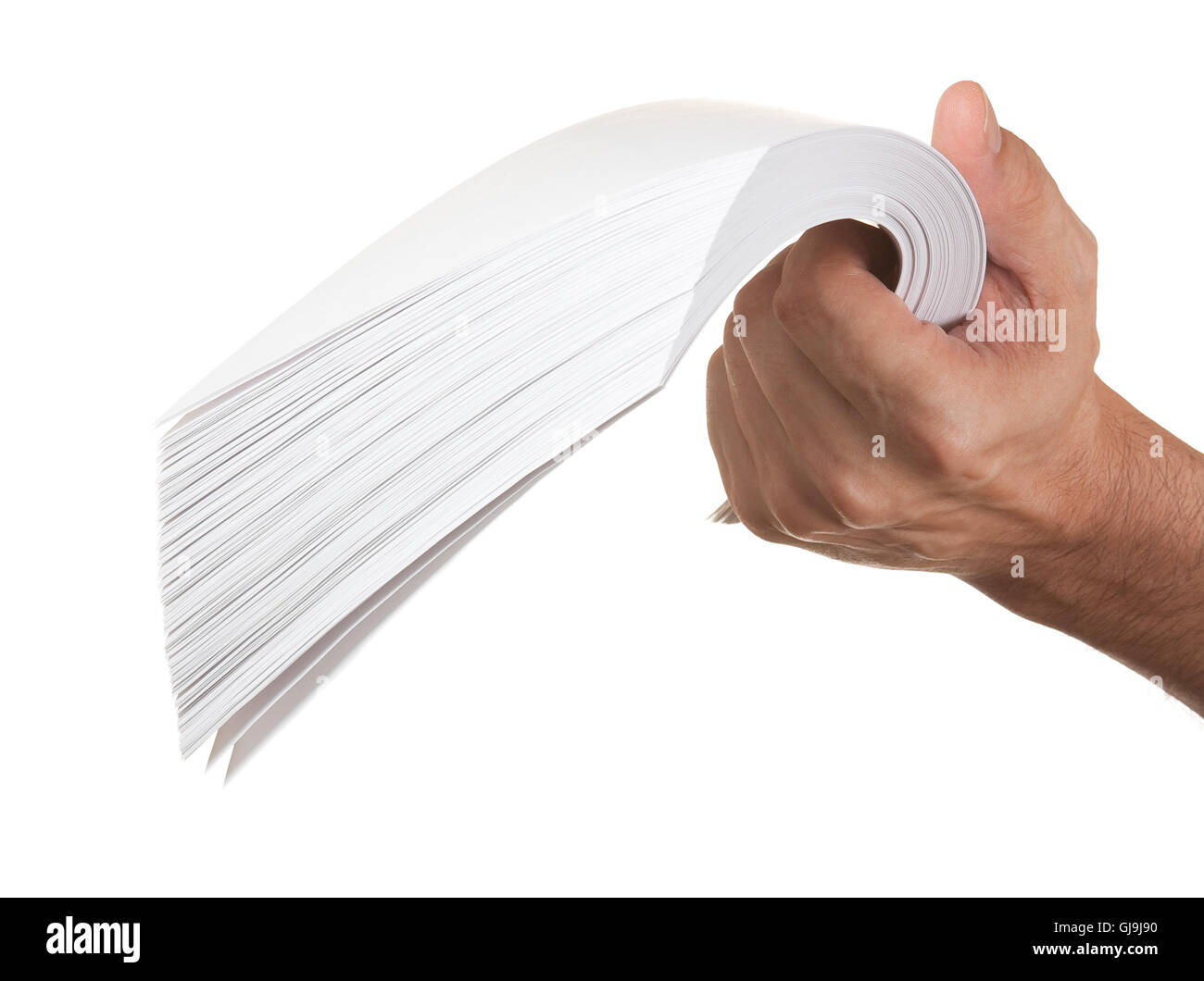 a stack of paper in hand Stock Photo - Alamy