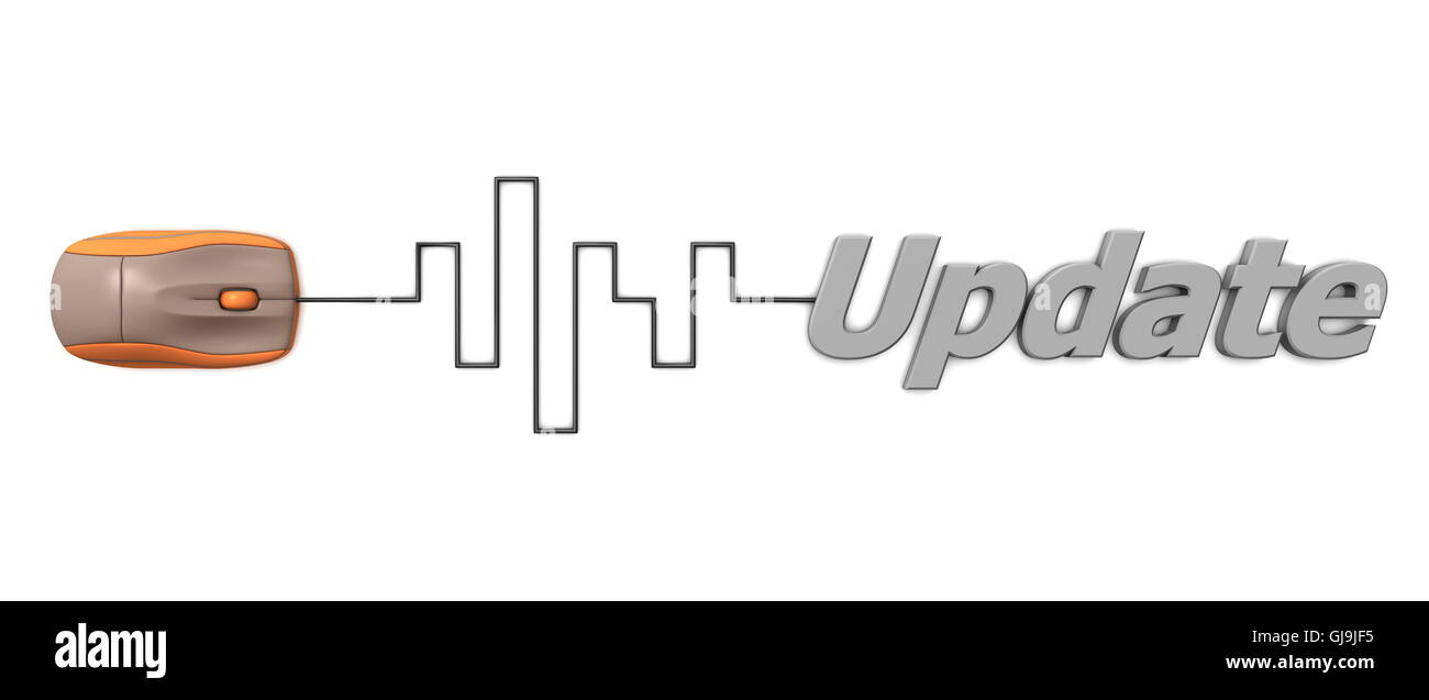 Grey Word Update with Orange Mouse - Digital Cable Stock Photo - Alamy