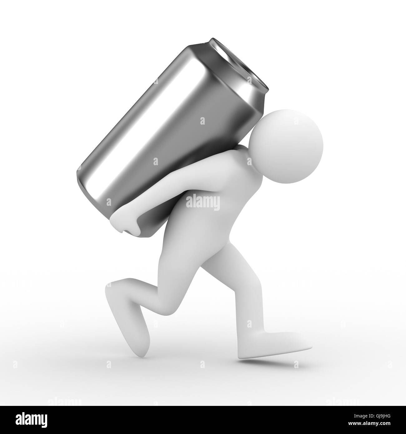 men carry can on back. Isolated 3D image Stock Photo - Alamy