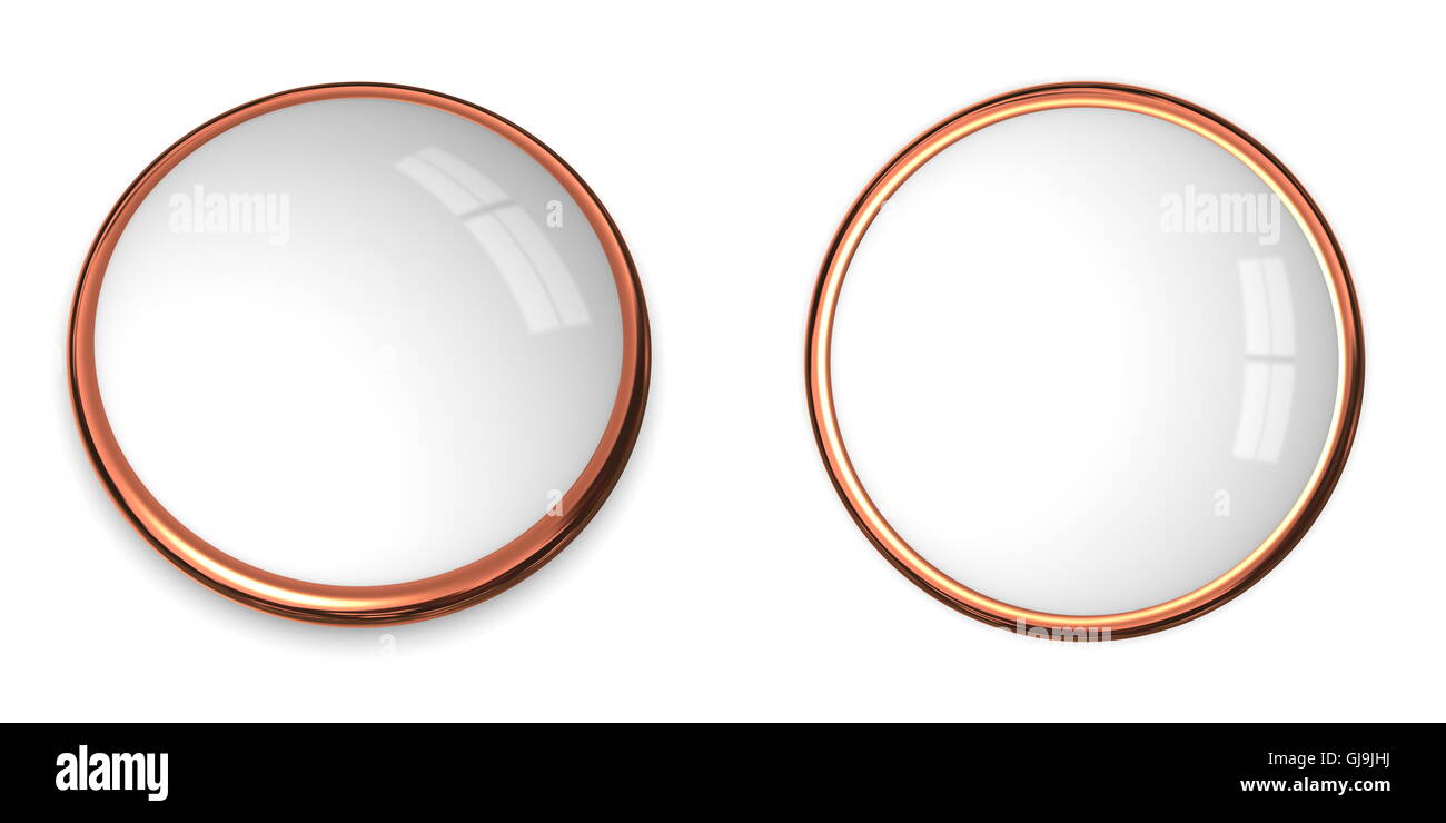 3D Button Bronze Copper and White Surface Stock Photo - Alamy