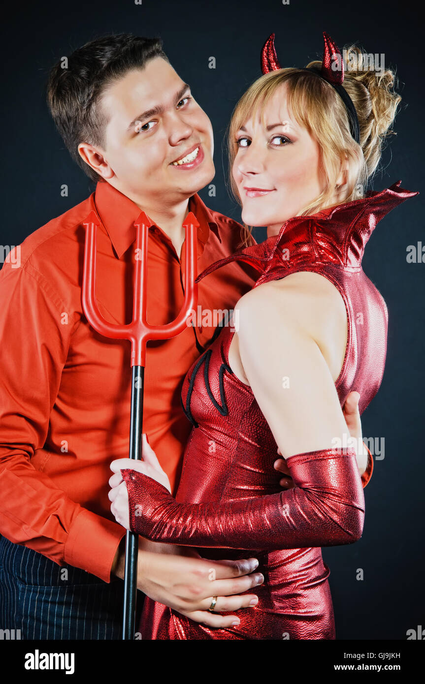 Red devil couple Stock Photo - Alamy