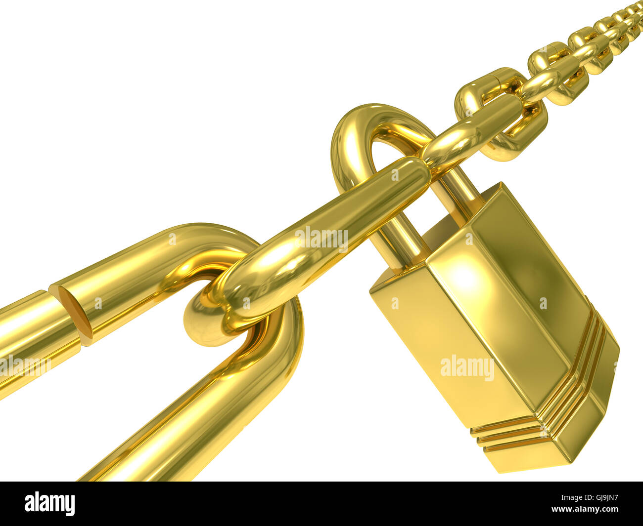 Chain closed by lock on white background. Isolated 3D image Stock Photo ...
