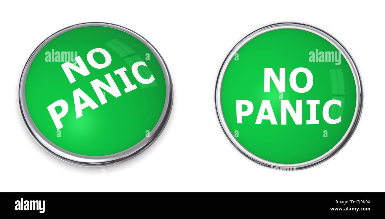 Green No Panic Button Stock Photo - Alamy
