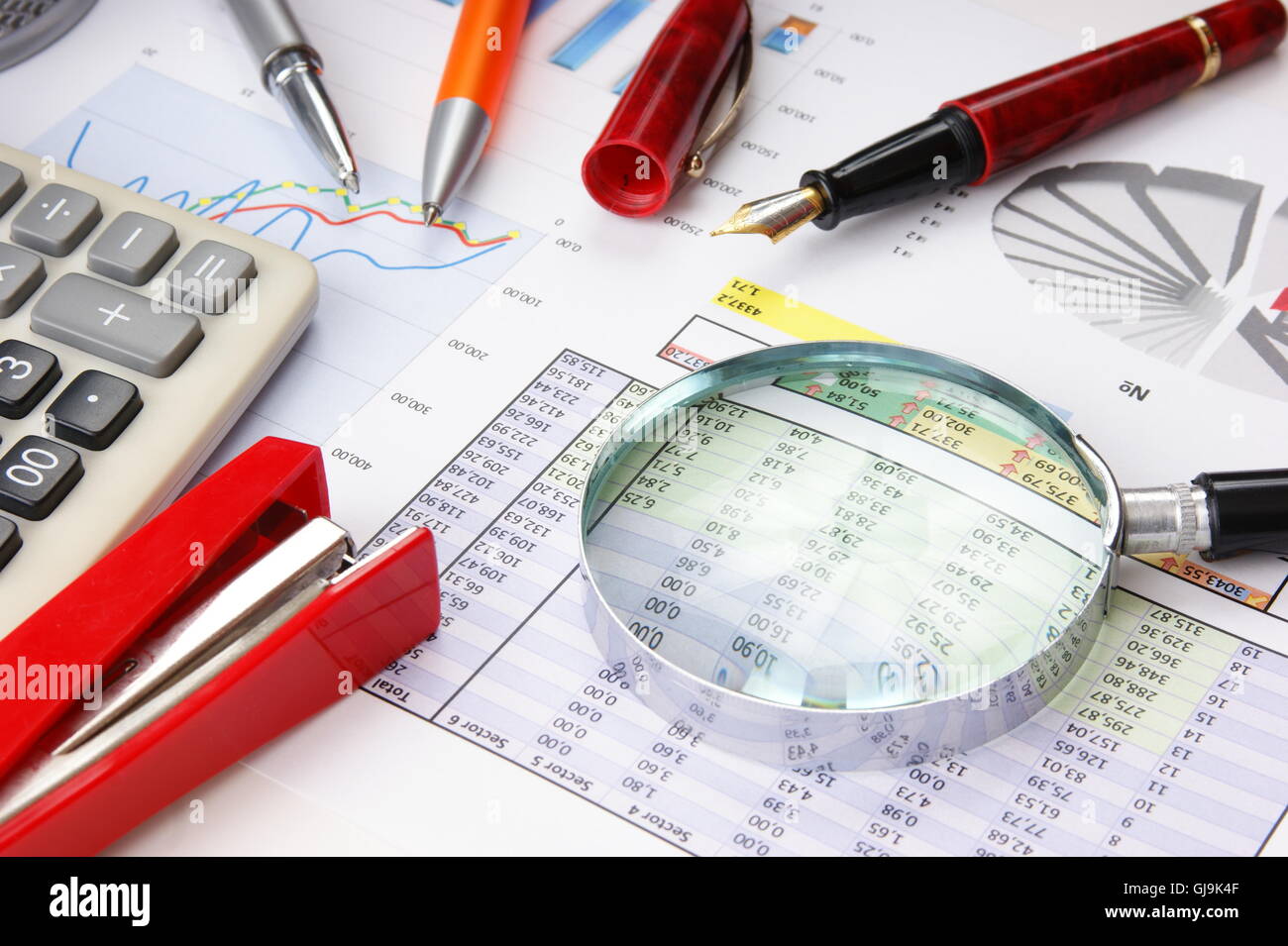 Graphs tables and documents Stock Photo - Alamy