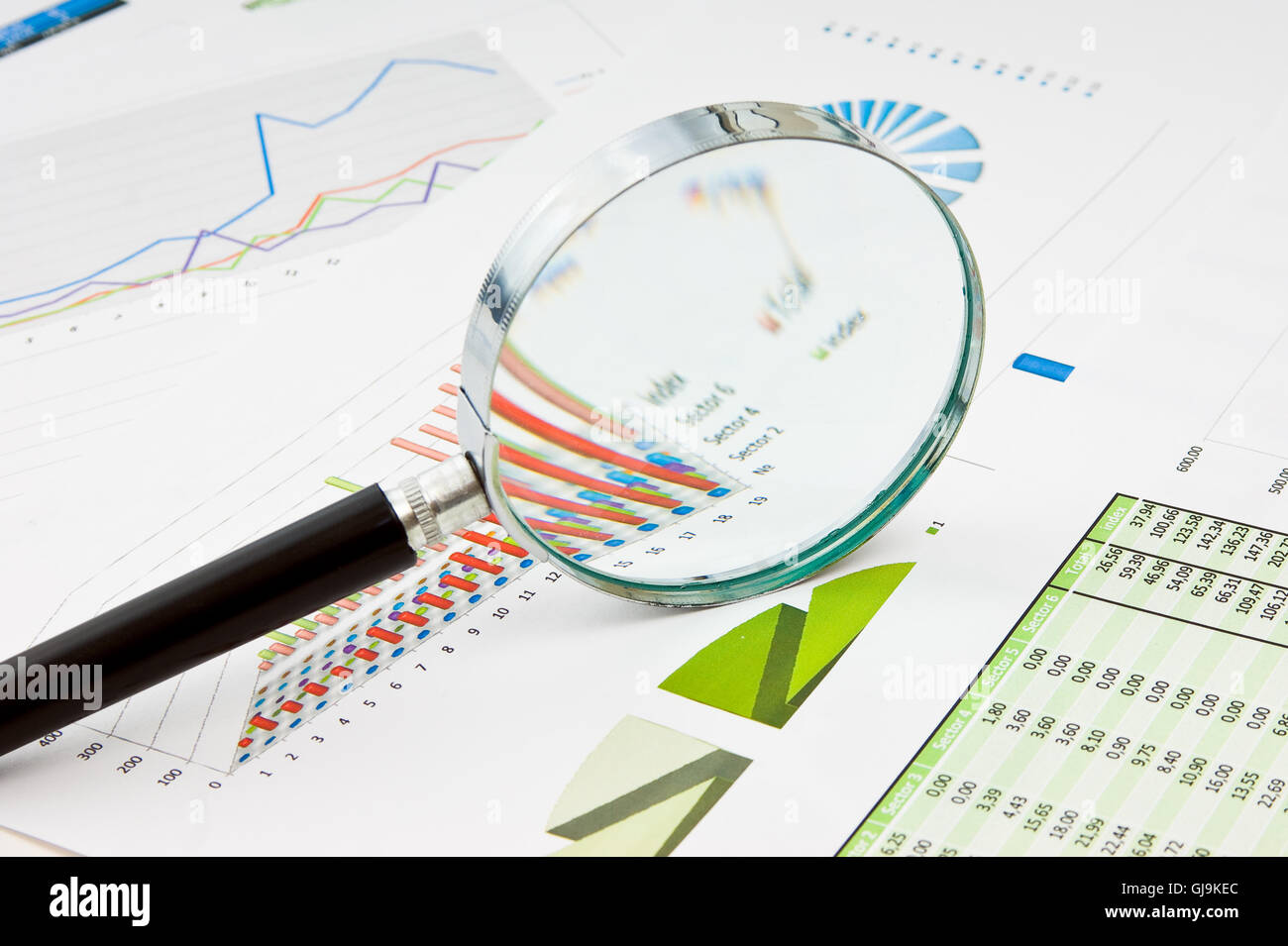 Graphs tables and documents Stock Photo - Alamy