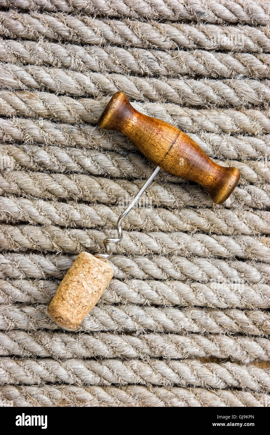 corkscrew with a cork Stock Photo - Alamy