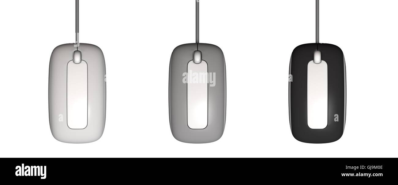 Three Mice in a Row - White, Grey, Black Stock Photo - Alamy